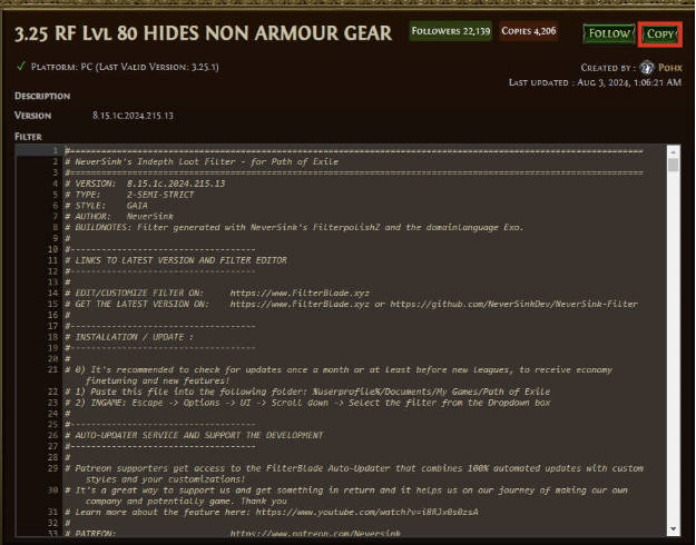 PoE Loot Filter Guide [Patch 3.27]